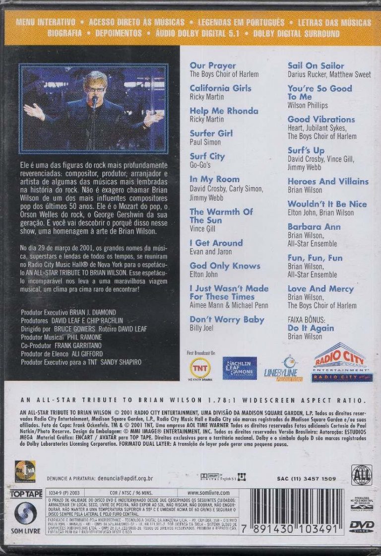 DVD: An All-Star Tribute To Brian Wilson [2001] – Consultoria do Rock